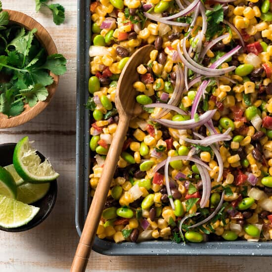 Edamame Succotash with Black Beans and Salsa Recipe | Simplot Foods